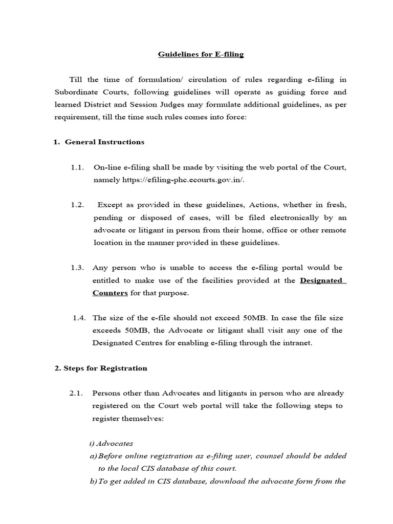 E-Filing Guidelines | PDF