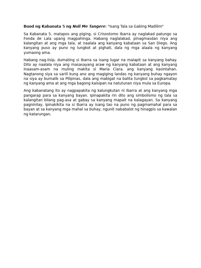 Buod NG Kabanata 5 NG Noli Me Tangere | PDF