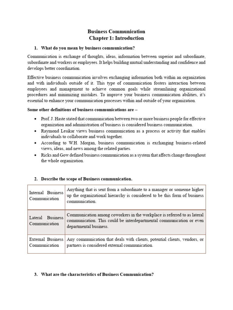 Business Communication - Class 1 | PDF