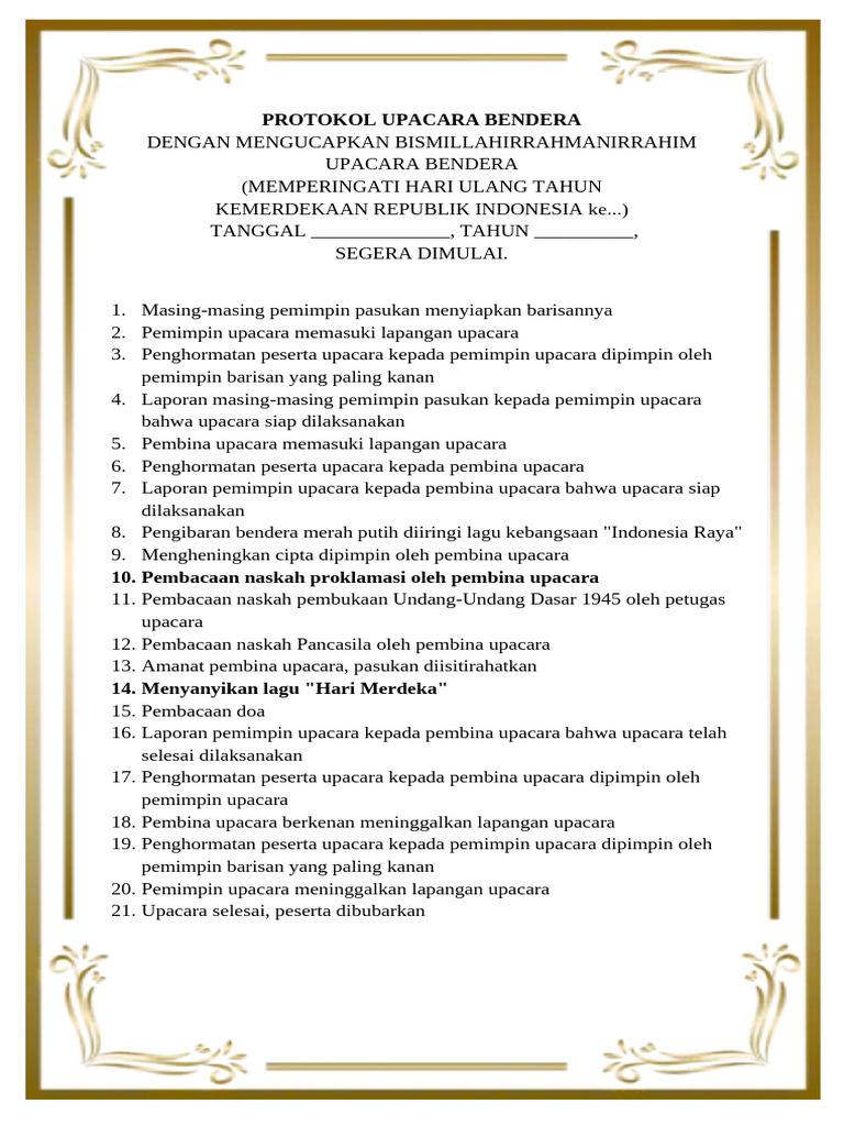 Protokol Upacara Bendera | PDF