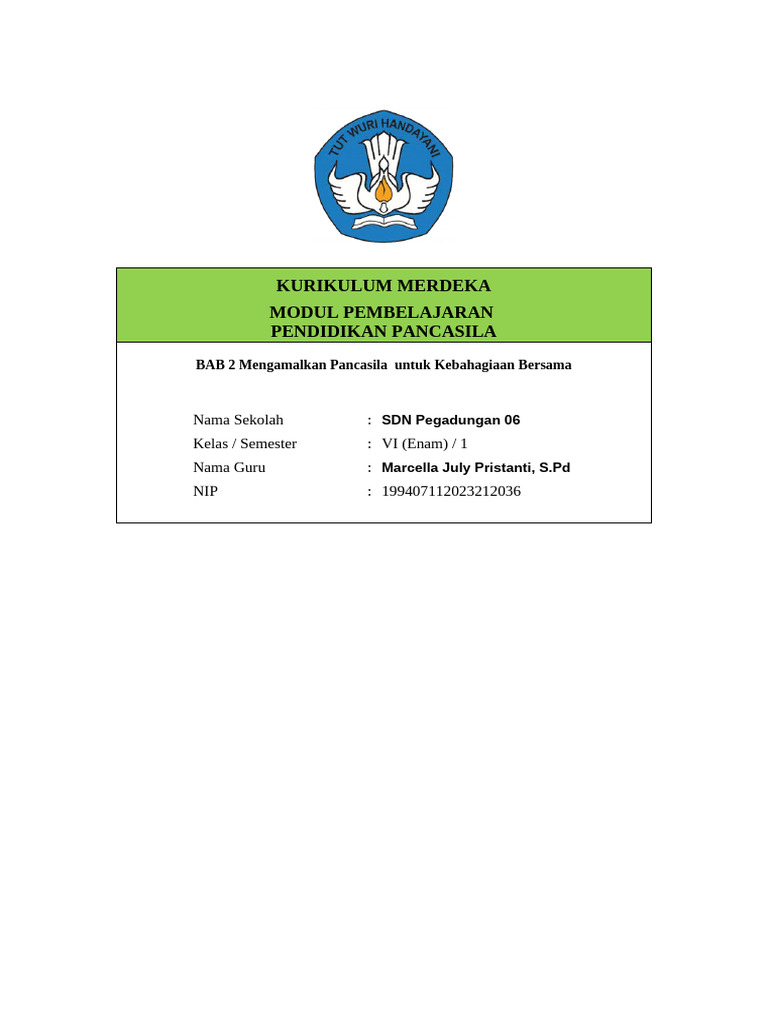 Modul Ajar PP BAB 2 Kelas 6 Marcella | PDF