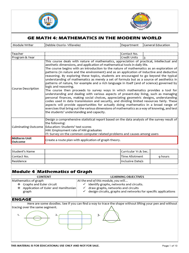 Ge Math 4 Module 4 | PDF