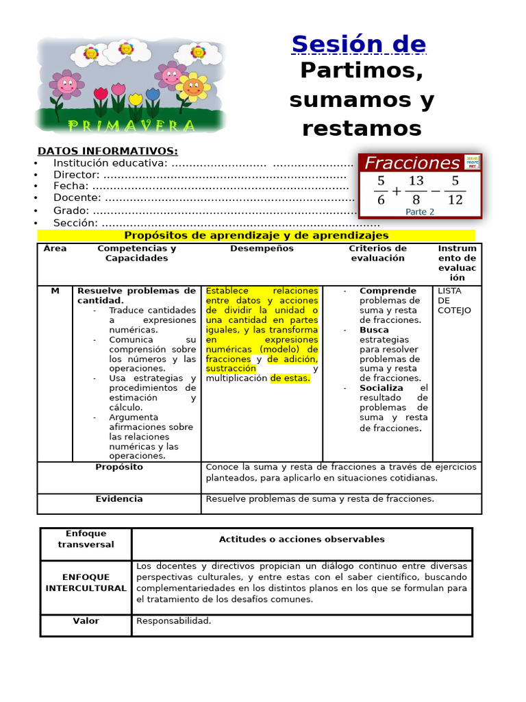 5º Grado Dia 2 Mat. Partimos, Sumamos y Restamos | PDF