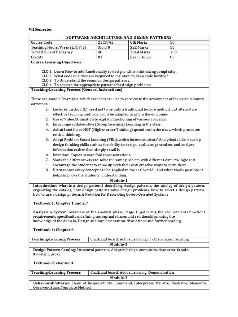 21cs741-Desgin Patterns | PDF