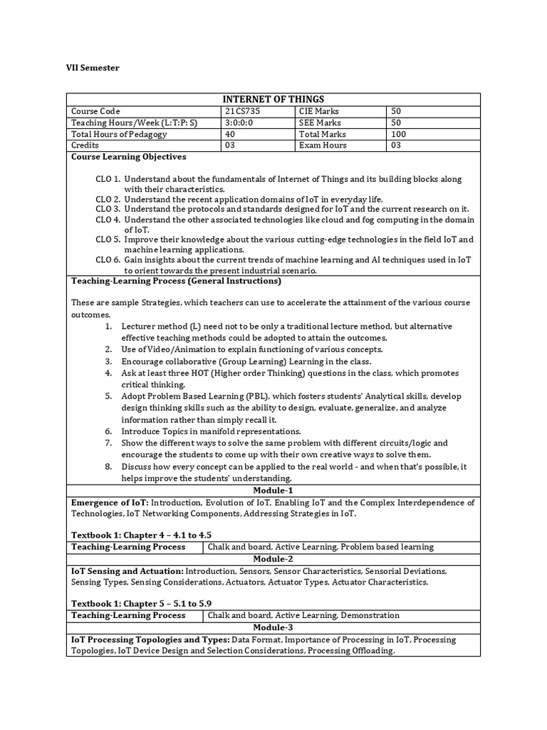 21cs735-Internet of Things | PDF