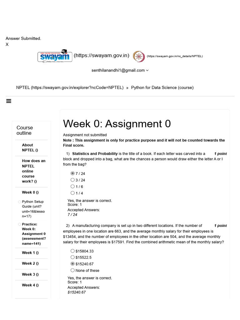 Week 0: Assignment 0: (Https://swayam - Gov.in) | PDF