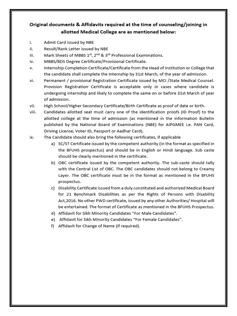 Required Affidavits | PDF