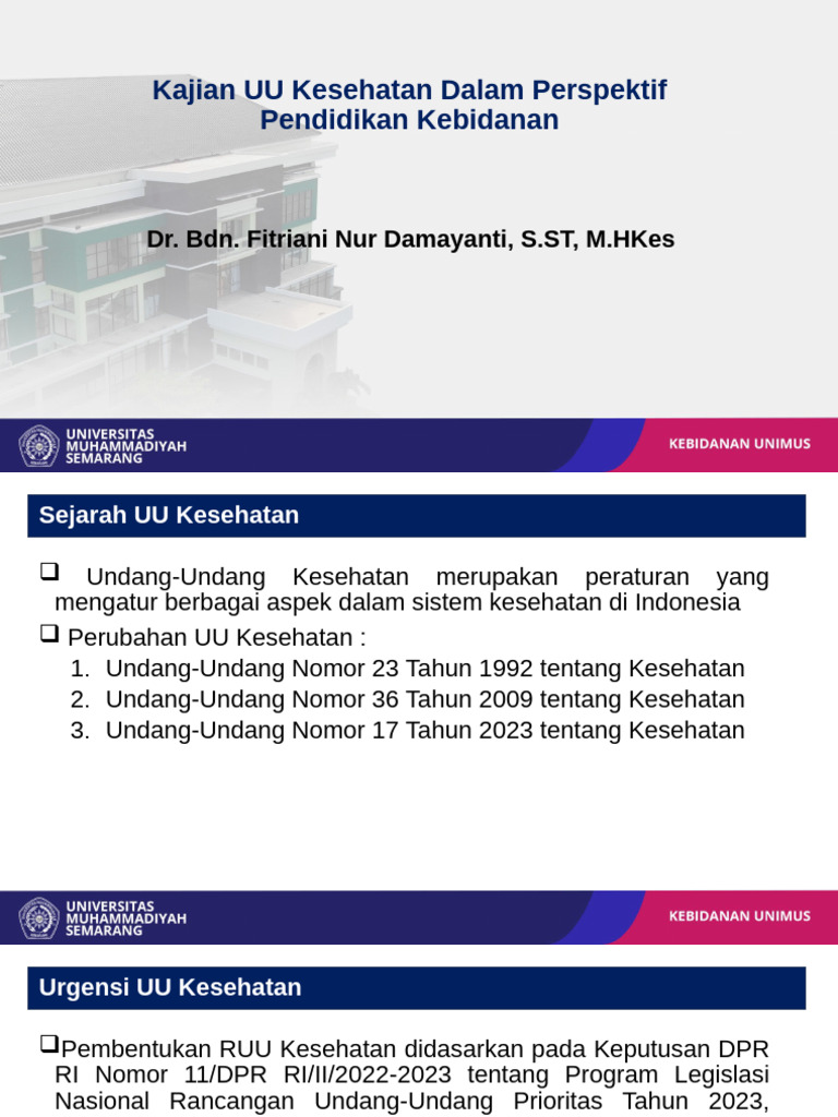 Kajian UU Kesehatan Dalam Perspektif Pendidikan Kebidanan | PDF