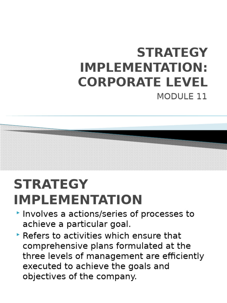 C11.cbme 101-F-Corporate Level Strategy Implementation | PDF