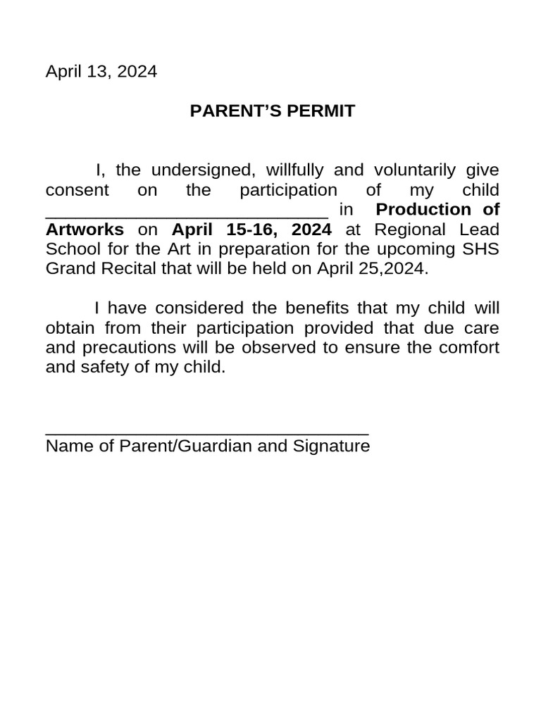 Parents' Permit | PDF