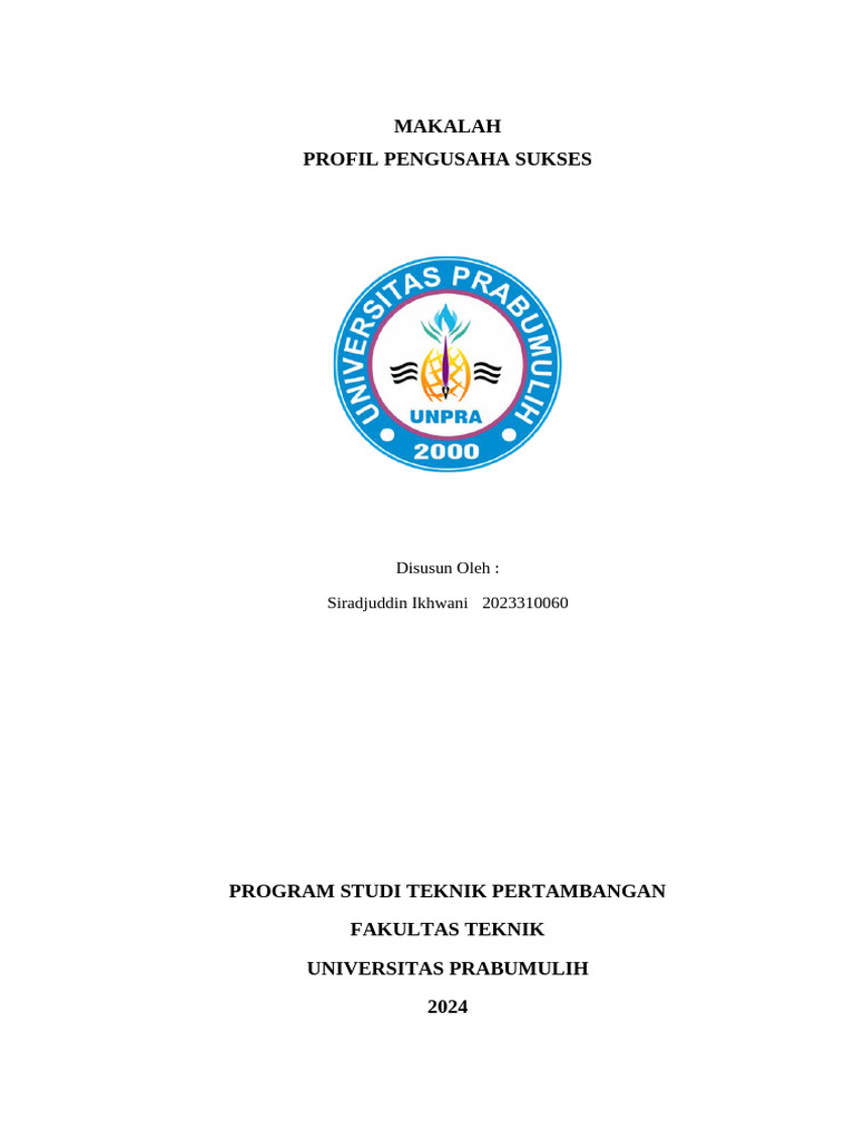 Pengusaha Sukses Siradjuddin Ikhwani (2023310060) | PDF