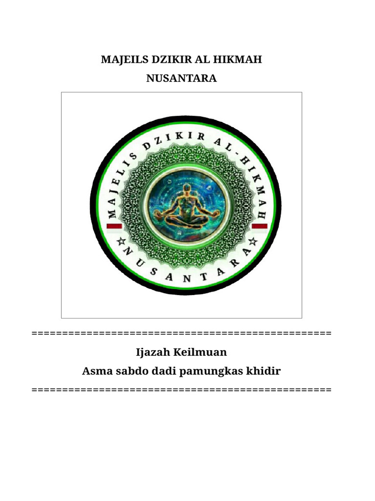 Sabdo Dadi Pamungkas Khidir - Majelis Dzikir Al Hikmah Nusantara | PDF