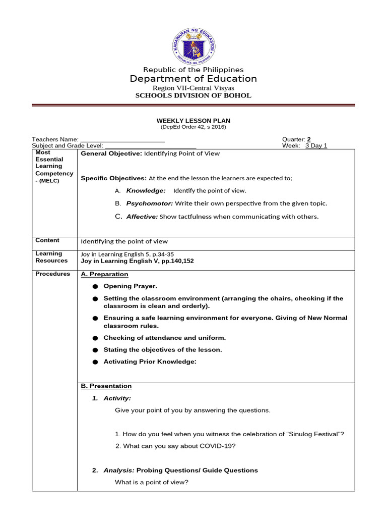 Bohol - Eng5 Q2 WK3 | PDF