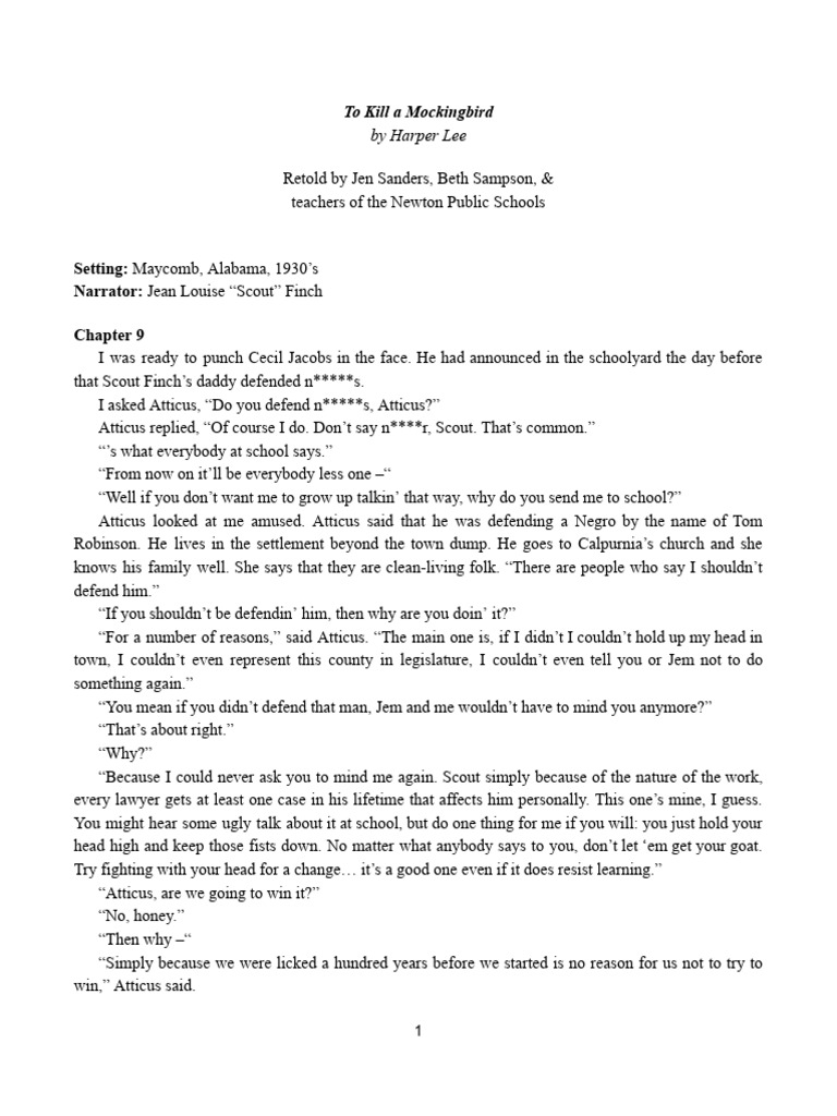 Honors Summary Chapters 9-15 of To Kill A Mockingbird | PDF