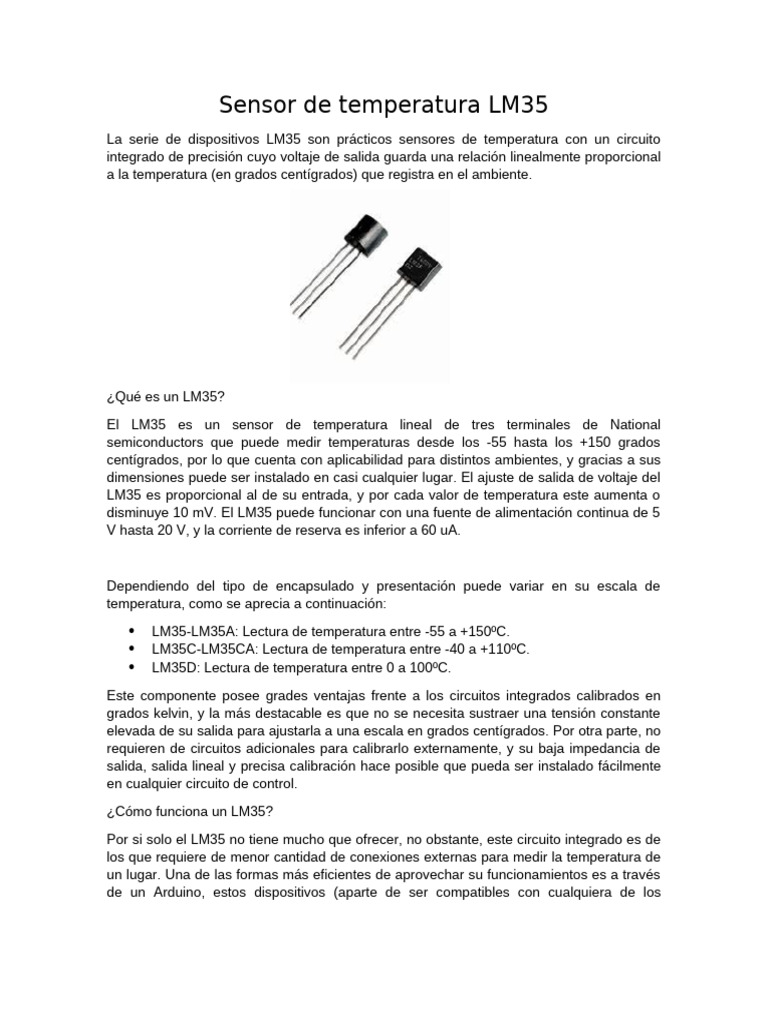Sensor de Temperatura LM35 | PDF