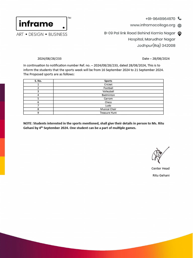 233 - Sports Week Notice | PDF