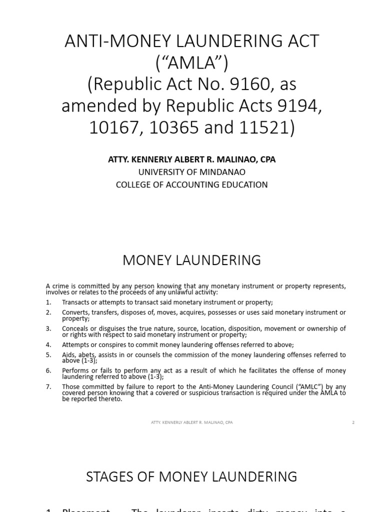 Overview of Anti-Money Laundering Act | PDF | Money Laundering ...
