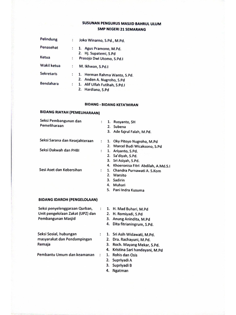 Draft Susunan Ta'mir | PDF