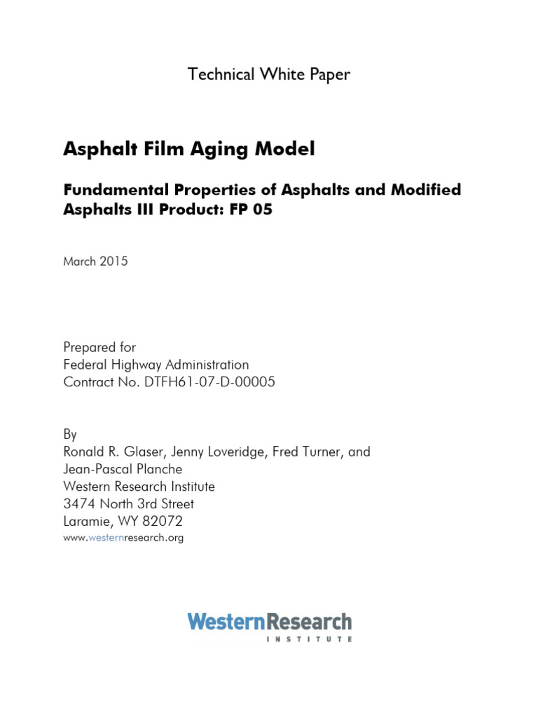 Technical White Paper FP 05 Asphalt Film Aging Model | PDF
