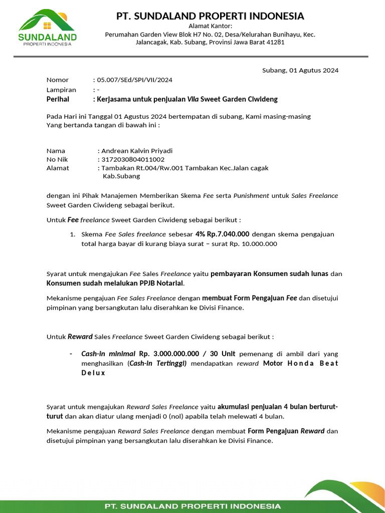 Fee Dan Reward Freelance SGC | PDF