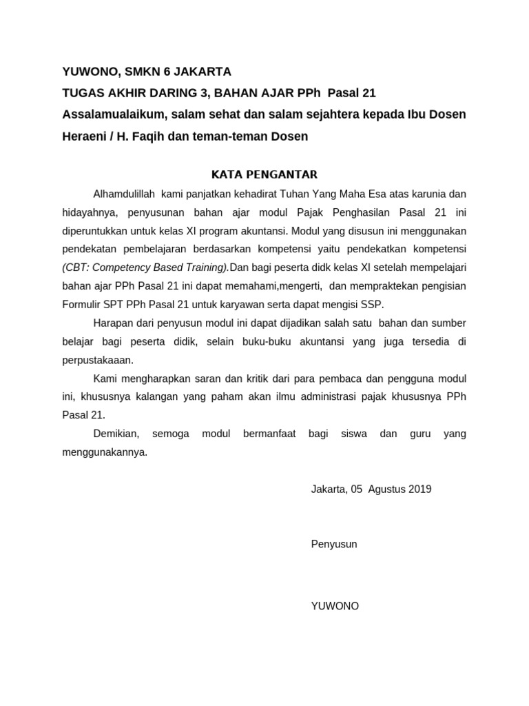 Modul PPH Pasal 21 | PDF