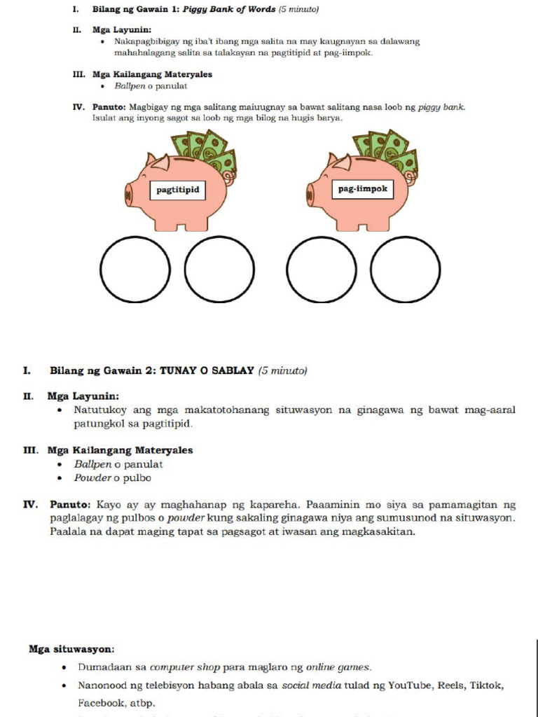 Esp 7 Pagtitipid at Pag Iimpok | PDF