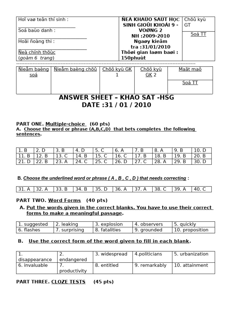 Dap An HSG9 Vong 2 | PDF