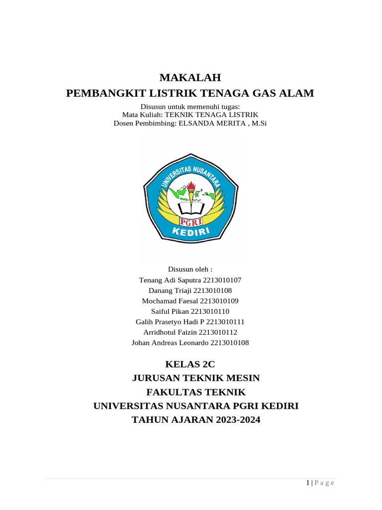 Makalah Pembangkit Listrik Tenaga Alam | PDF