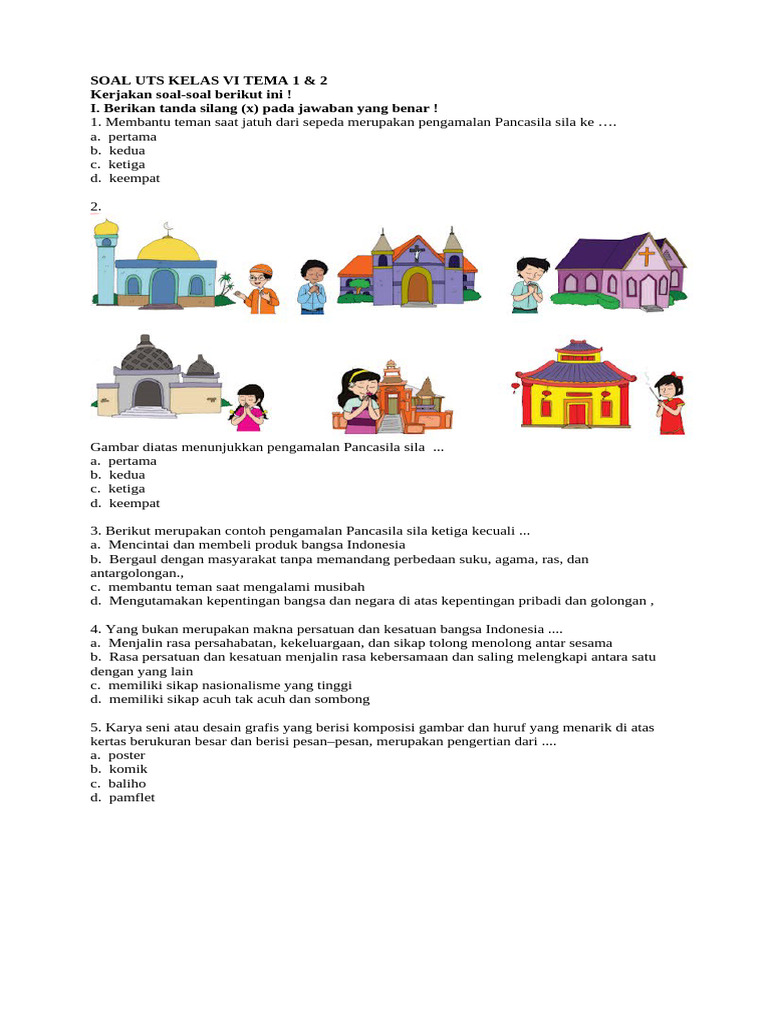 Uts Kelas 6 Tema 1-2 | PDF