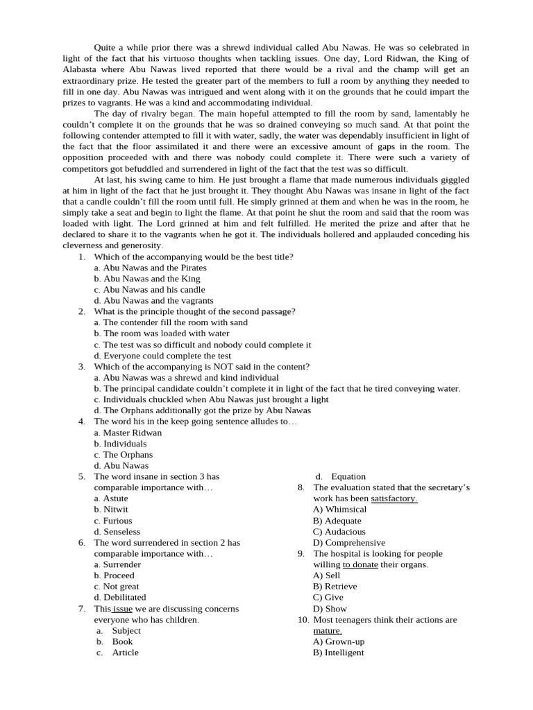 Reading Comprehension 2 | PDF