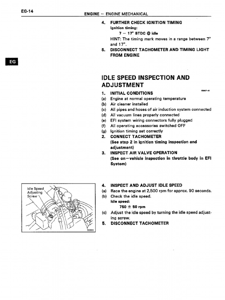 TOYOTA REVO 1RZ-E IDLE SPEED INSPECTION AND ADJUSTMENT | PDF