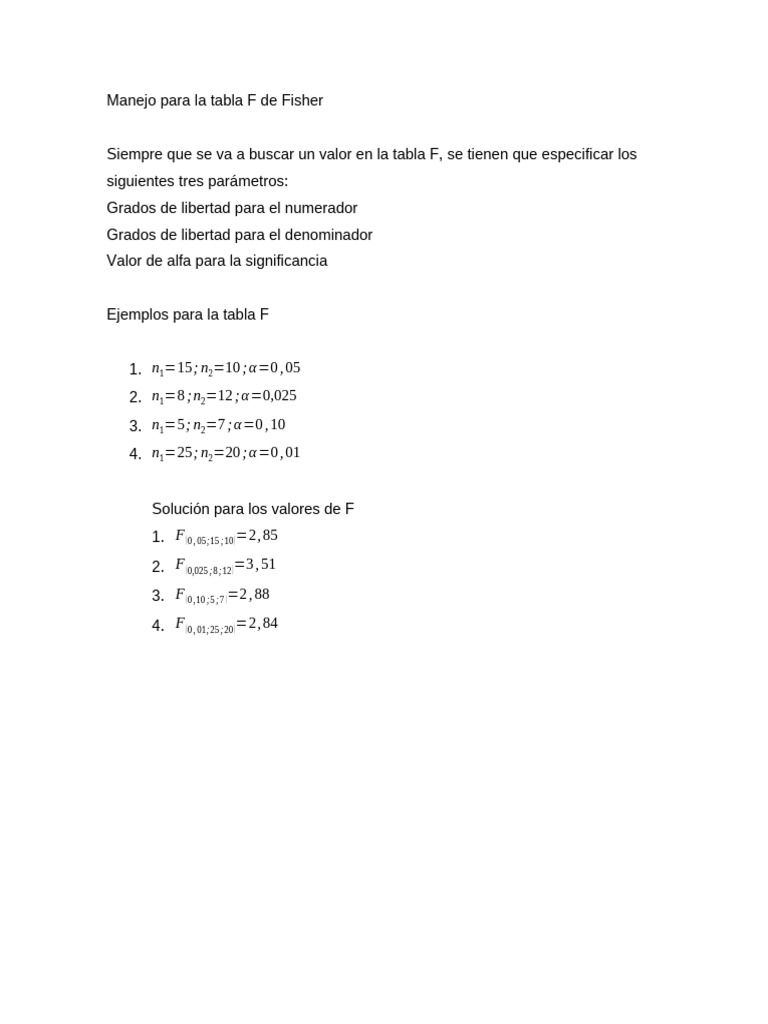 Ejemplos para Uso de La Tabla F de Fisher | PDF