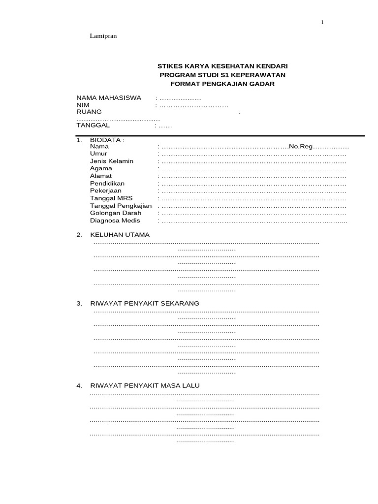 Format Pengkajian KMB | PDF