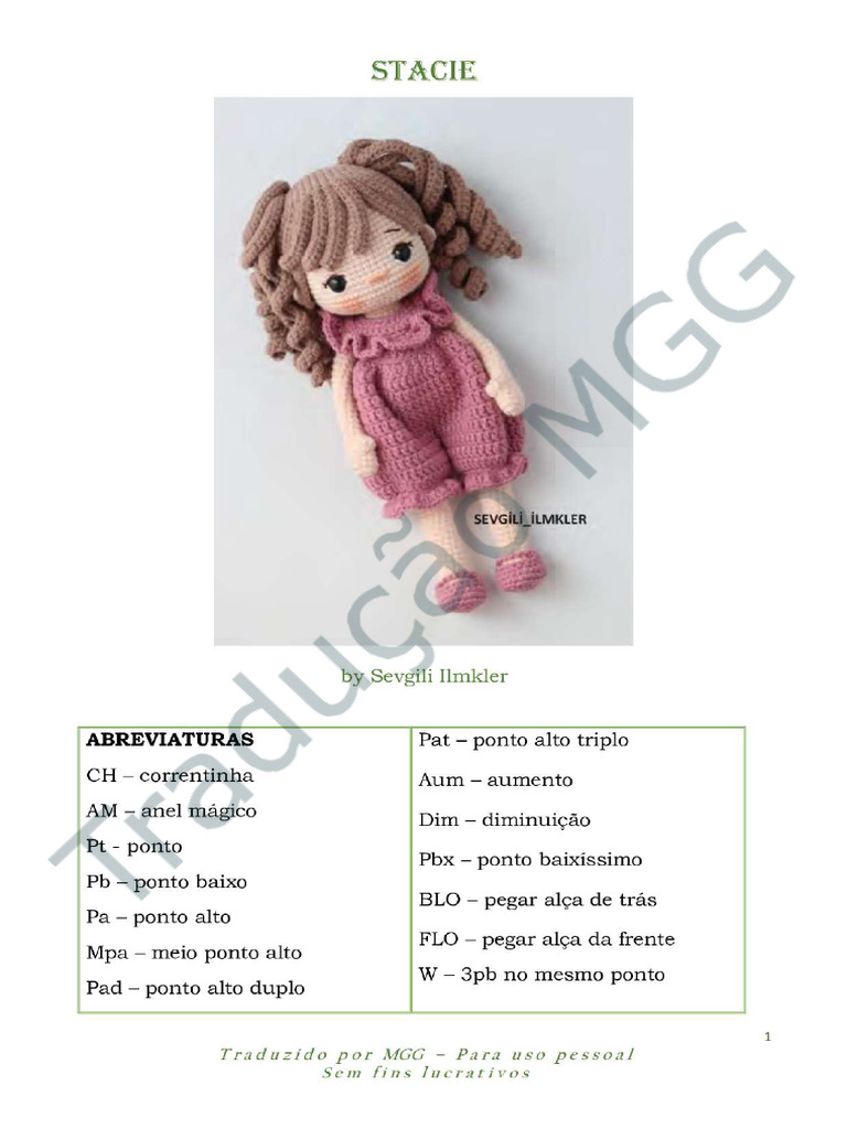 Stacie Boneca de Chiquinha e Macacão - MGG2 | PDF