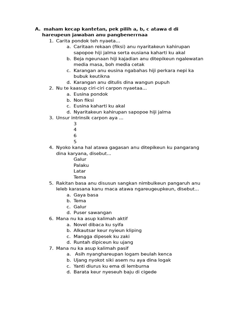 Soal Sunda Kelas 11 | PDF