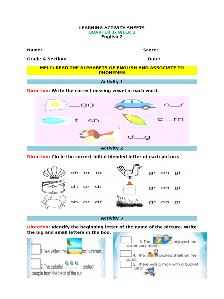 LEARNING ACTIVITY SHEETS-Q1-W2 | PDF