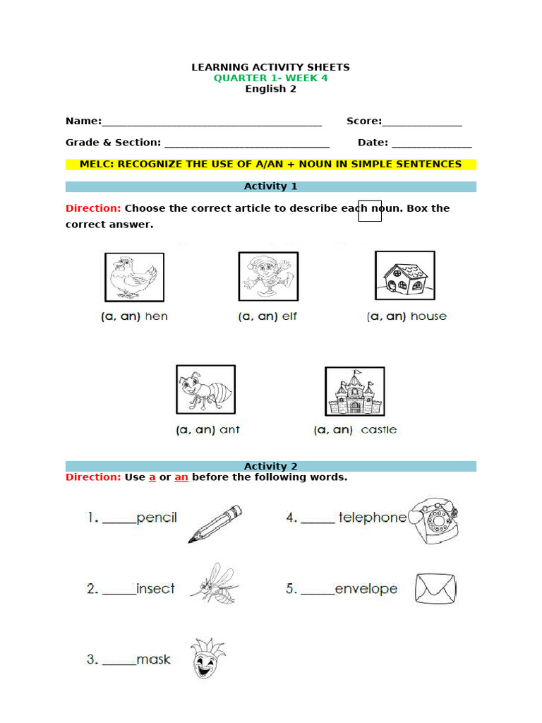 Learning Activity Sheets-Q1-W4 | PDF