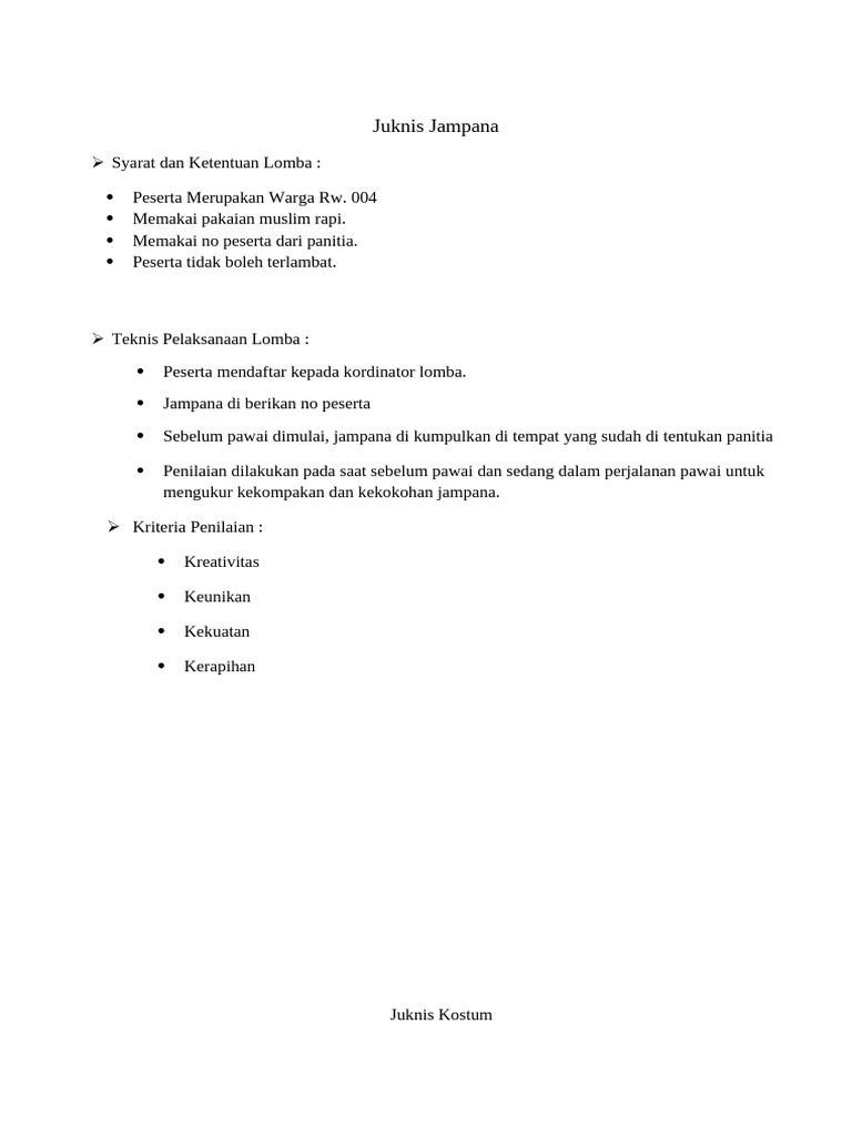 Juknis Perlombaan | PDF