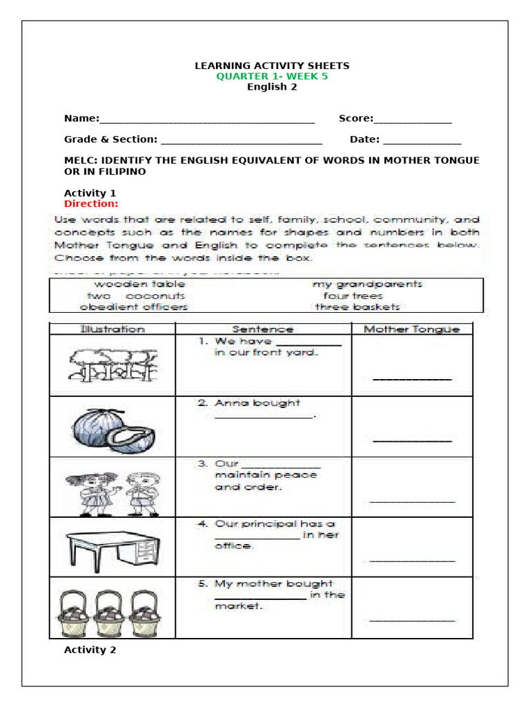 LEARNING ACTIVITY SHEETS-Q1-W5 | PDF