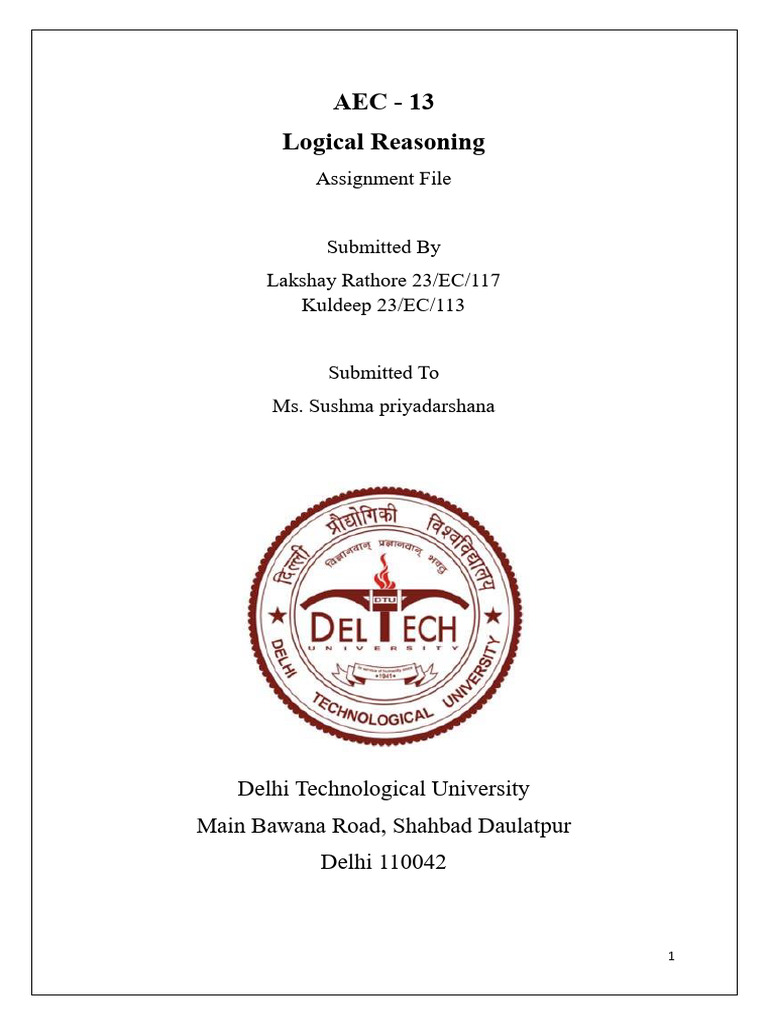 Logical Reasoning Assignment | PDF