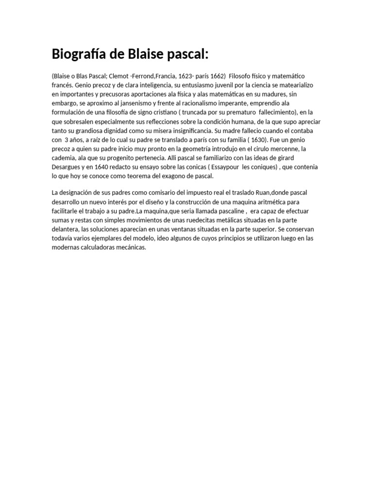 Biografia de Blaise Pascal | PDF