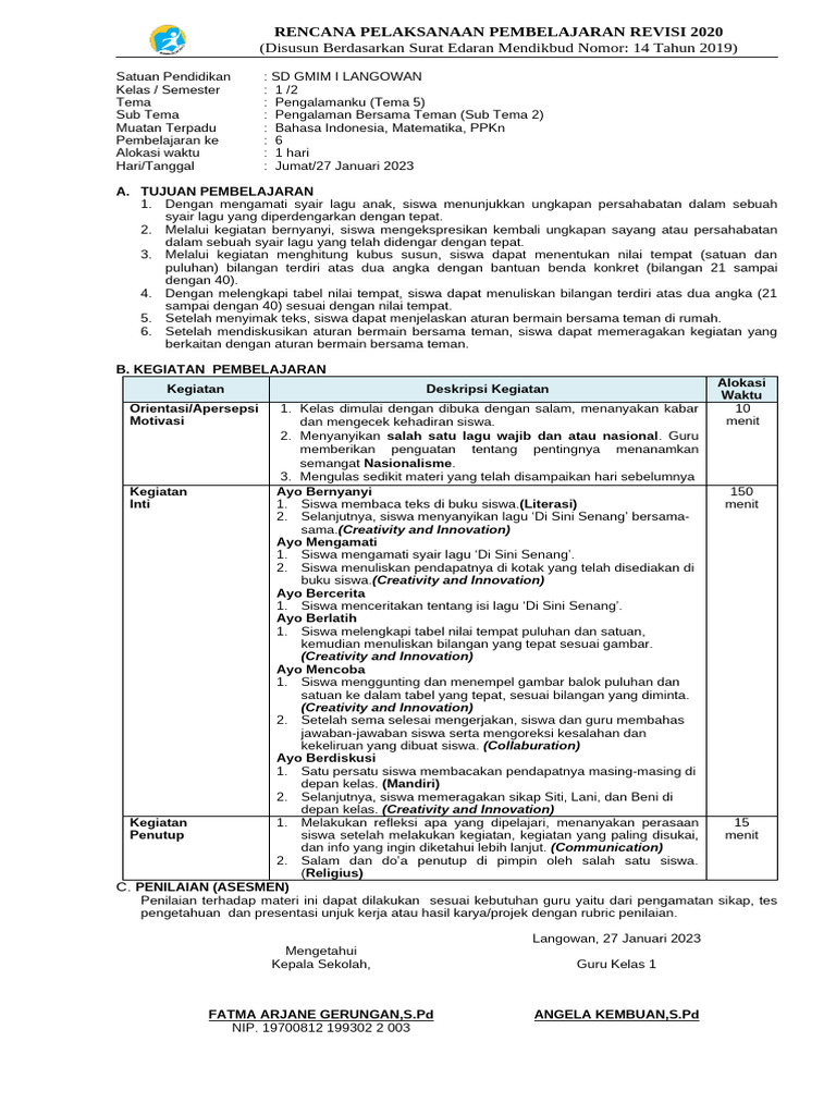 Disusun Berdasarkan Surat Edaran Mendikbud Nomor: 14 Tahun 2019 | PDF
