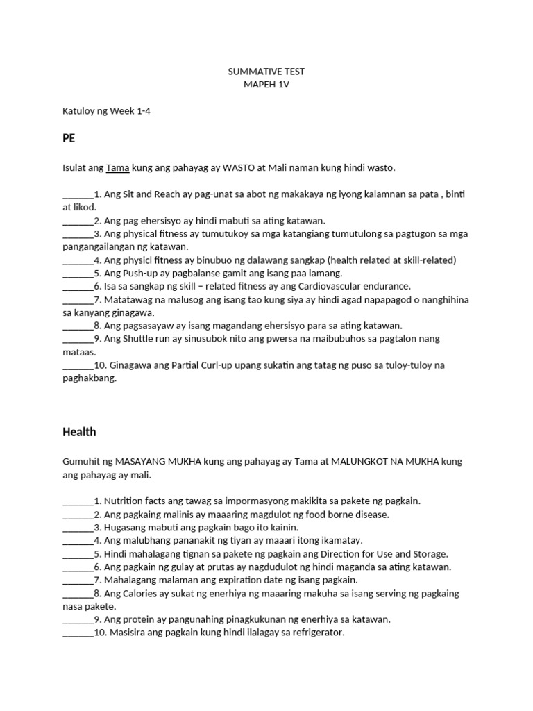 SUMMATIVE TEST Grade 4 | PDF | Self-Improvement | Science & Mathematics