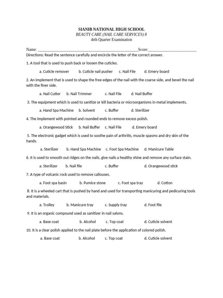 Sianib National High School-4rth Quarter | PDF