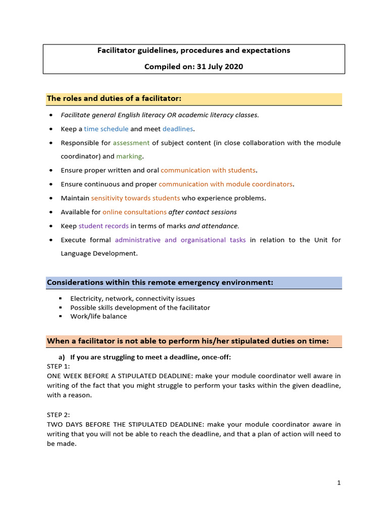 The Roles and Duties of A Facilitator | PDF