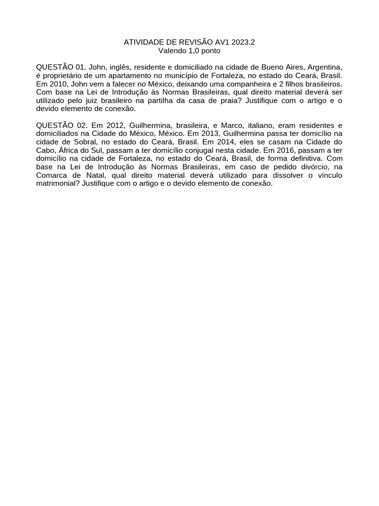 Atividade de Revisão AV1 | PDF