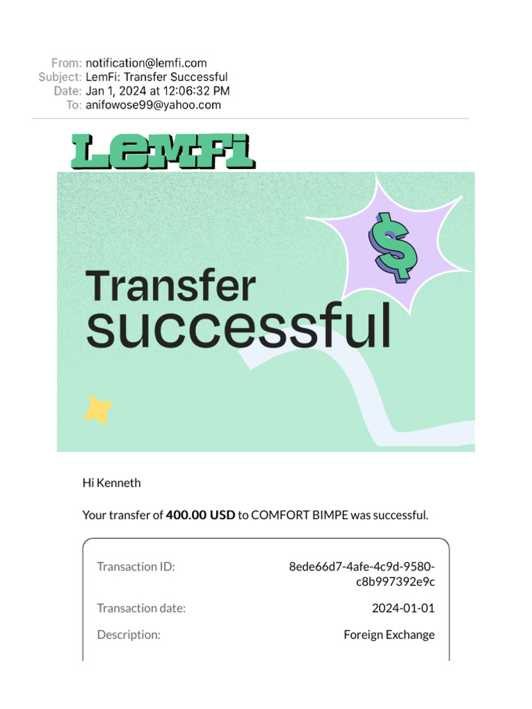 LemFi Transfer Successful | PDF