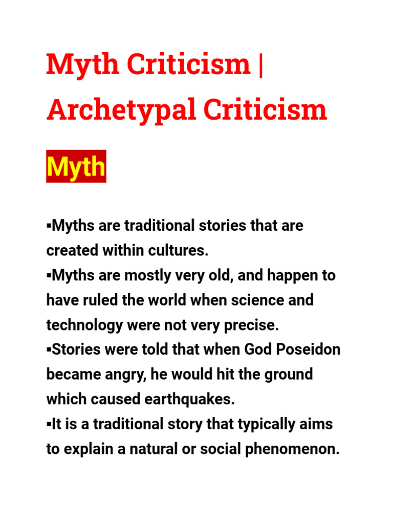 Myth criticism | PDF
