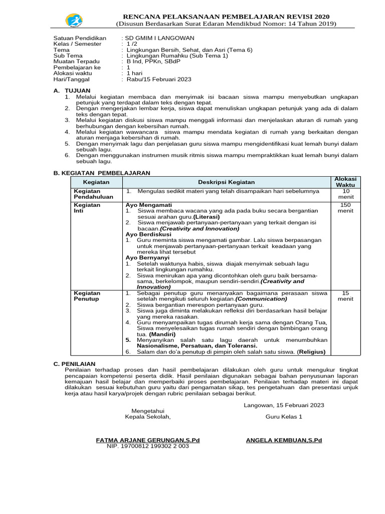 Disusun Berdasarkan Surat Edaran Mendikbud Nomor: 14 Tahun 2019 | PDF