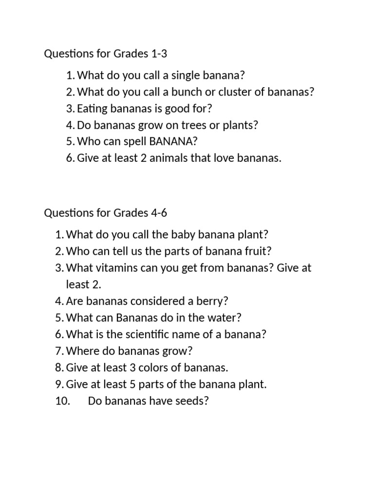 Banana Questions | PDF